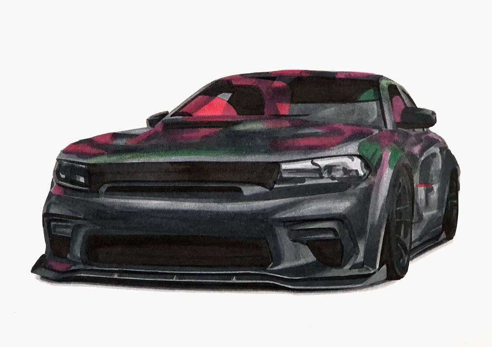 How To Draw A Dodge Charger SRT Hellcat - Realistic Step By Step Drawing Tutorial